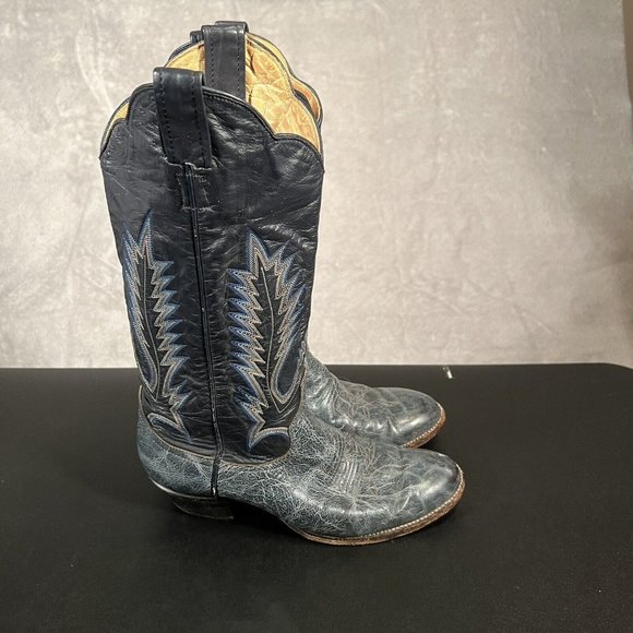 Larry Mahan | Shoes | Vintage Larry Mahan Cowboy Boots Mens 7 D Blue ...